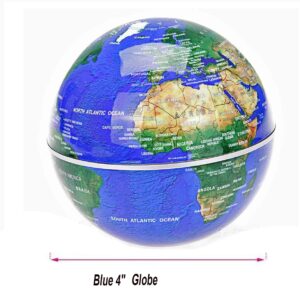 FUGEST Magnetic Floating Globe Levitation 4inch Floating Globe Led Light World Map with C Shape Base (Blue 4" Globe)