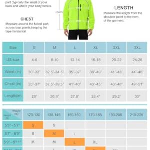 BALEAF Mens Cycling Rain Jacket Windbreaker Waterproof Running Gear Golf Mountain Biking Hood Lightweight Reflective Yellow L