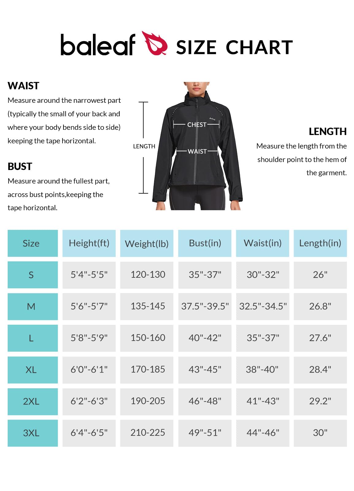 BALEAF Women's Rain Jackets Waterproof Windbreaker Windproof Lightweight Running Cycling Jackets Reflective Packable Hooded Black M