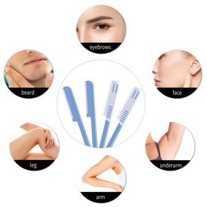 Women's Facial Razor Eyebrow Shaver Razor Brow Shaper Eyebrow Trimmer Dermaplaner Shaping Tool with Cover (Blue)