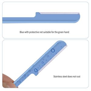 Women's Facial Razor Eyebrow Shaver Razor Brow Shaper Eyebrow Trimmer Dermaplaner Shaping Tool with Cover (Blue)