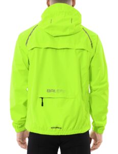 baleaf mens cycling rain jacket windbreaker waterproof running gear golf mountain biking hood lightweight reflective yellow 3xl