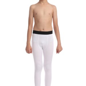 CVVTEE Boys Athletic Base Layer Compression Underwear Set 2pcs Thermal Long John for Kids (10(Height:51.18"-55.12"), White)