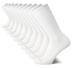 new balance men's athletic arch compression cushion comfort crew socks (10 pack), size 6-12.5, white