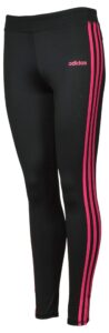 adidas kids girls' performance tight three stripe leggings - xl - black/pink