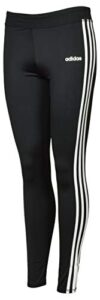 adidas kids girls' performance tight three stripe leggings - m - black/white