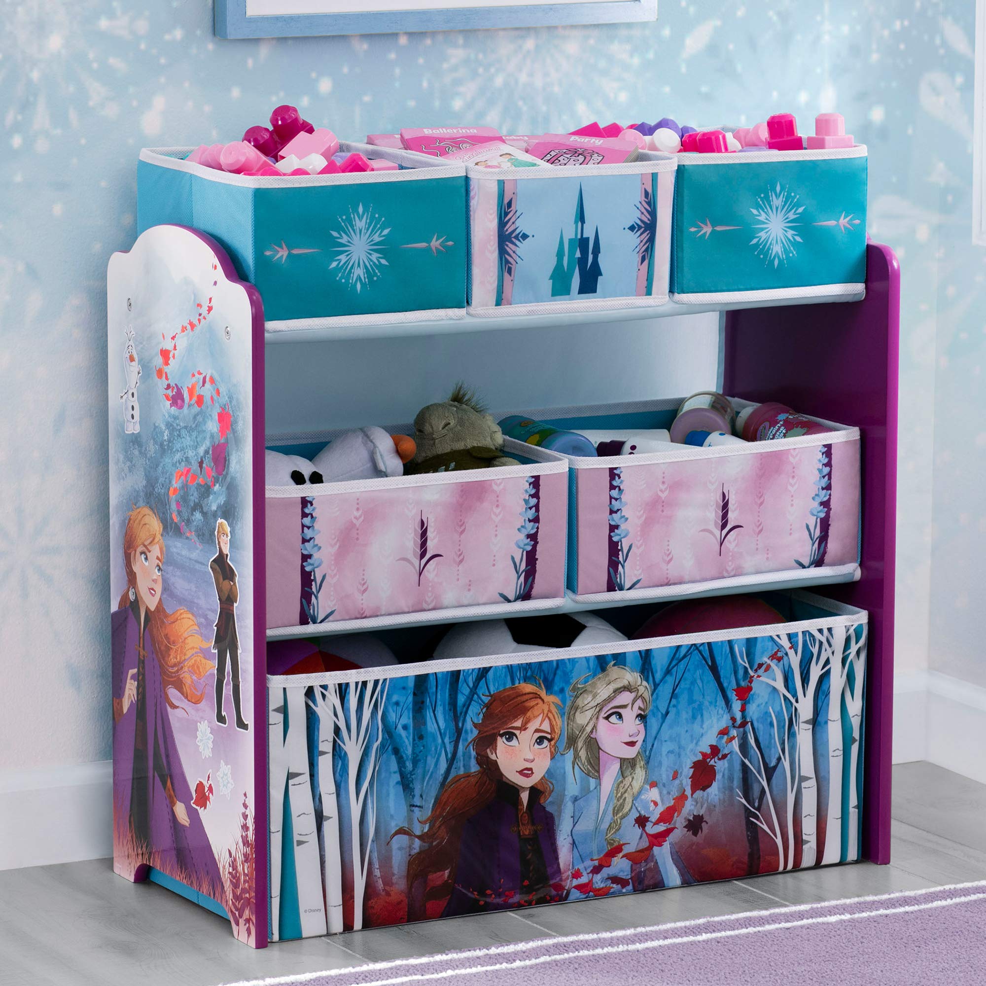 Disney Frozen II 6 Bin Design and Store Toy Organizer by Delta Children, Greenguard Gold Certified