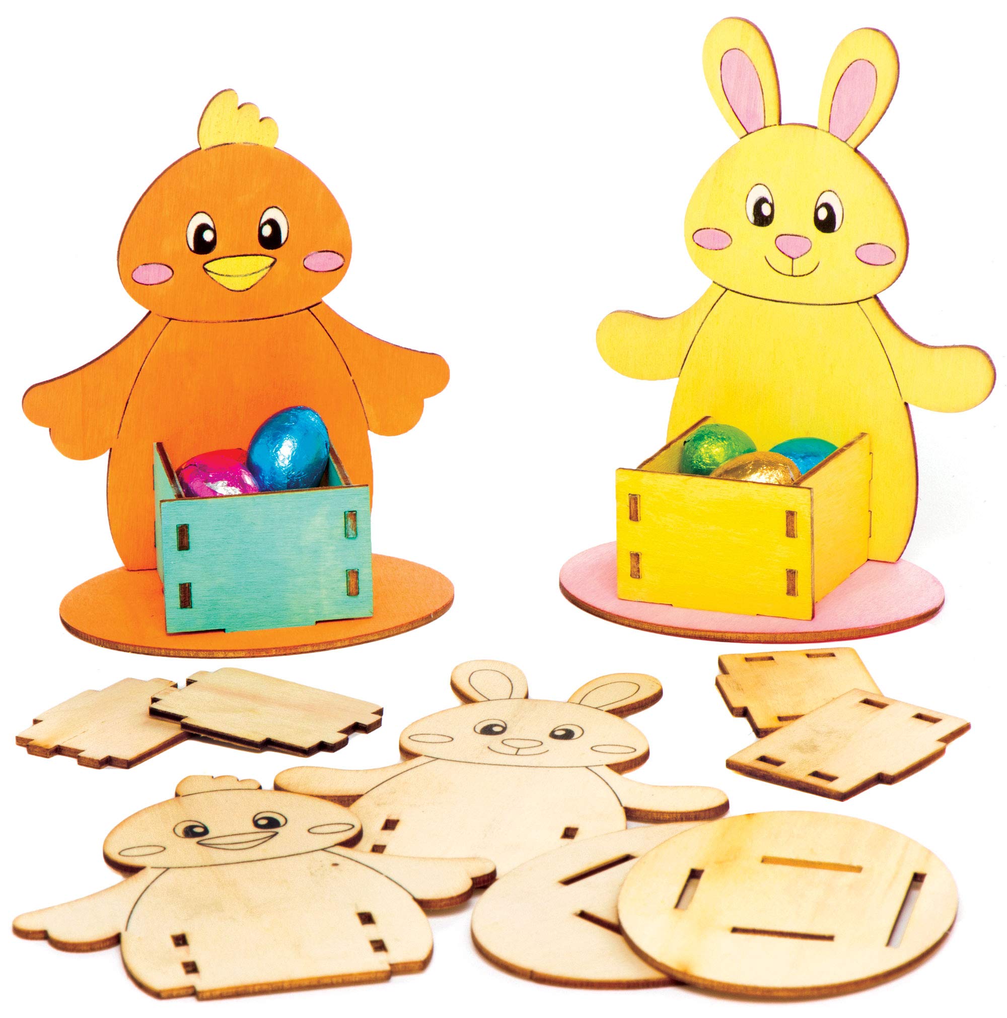 Baker Ross AT506 Easter Egg Cup Kits - Pack of 4, Creative Art and Craft Supplies for Kids to Make and Decorate