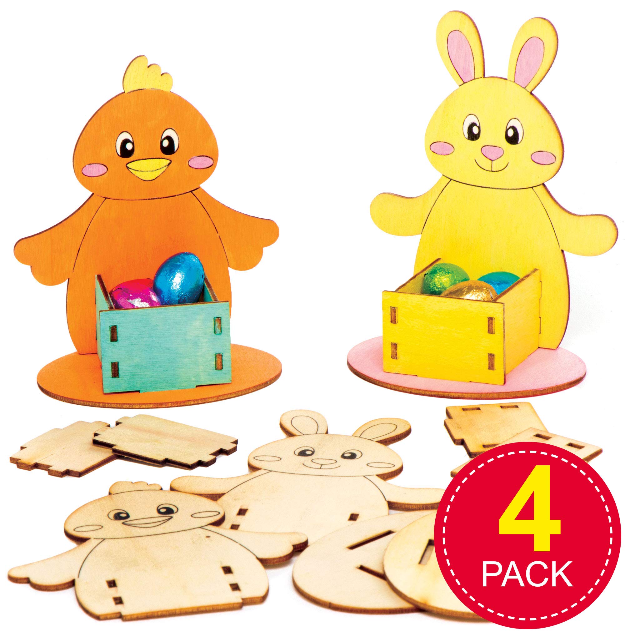 Baker Ross AT506 Easter Egg Cup Kits - Pack of 4, Creative Art and Craft Supplies for Kids to Make and Decorate