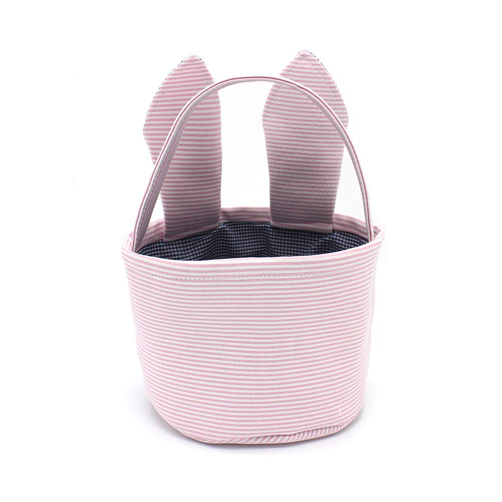 Easter Baskets Easter Bunny Ears Bags - Easter Egg Bunny Bucket for Kids (Pink)