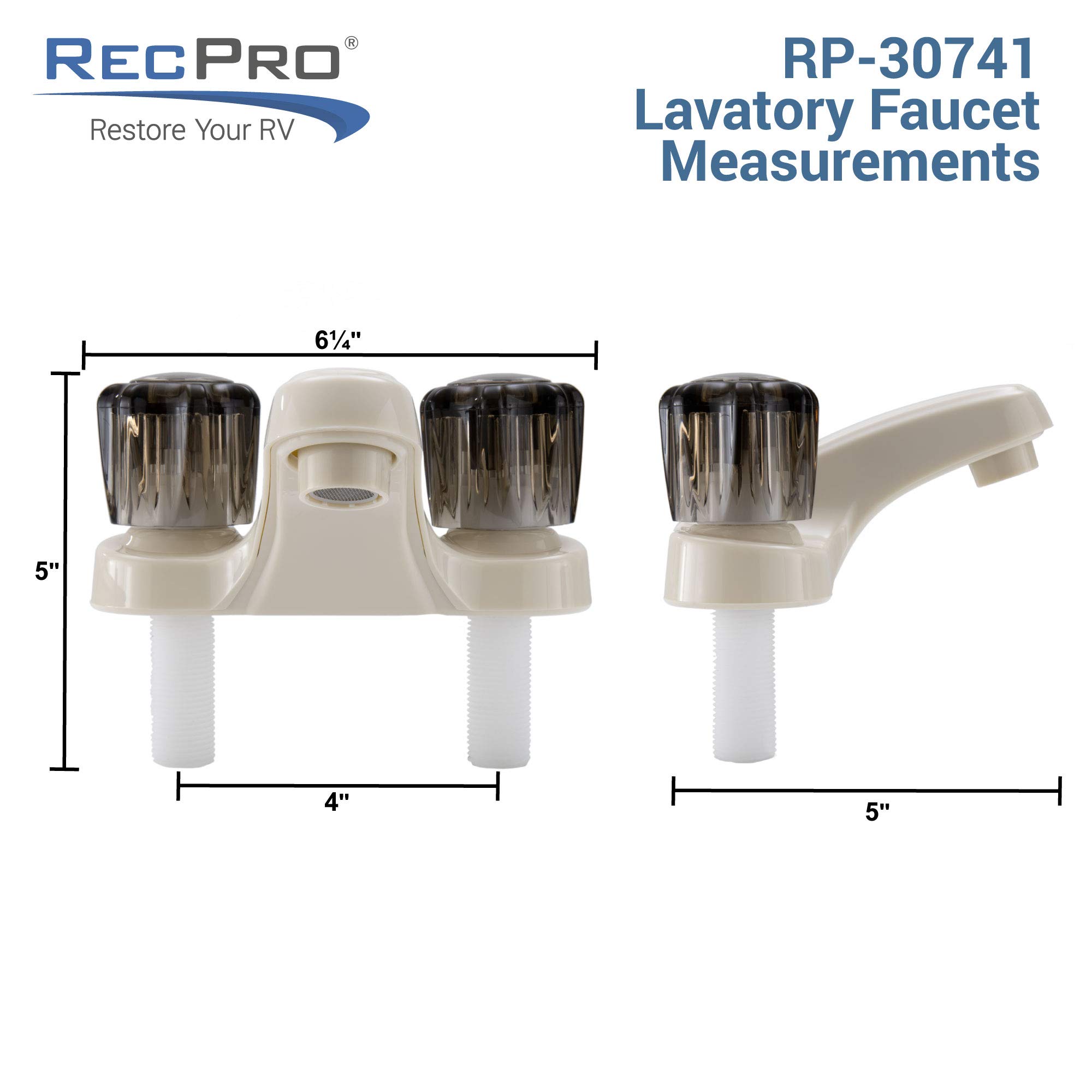 RecPro 4" RV Faucet | Parchment | RV Bathroom Accessories | RV Bathroom Sink | Lavatory Faucet