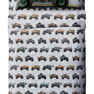 Jay franco Monster Jam MJ Life 5 Piece Full Bed Set-Includes Reversible Comforter&Sheet Set-Bedding Features Grave Digger, Max-D, Megalodon-Super Soft Microfiber-(Official Monster Jam Product)