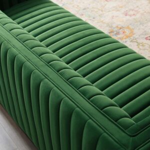 Modway Conjure Channel Tufted Upholstered Performance Velvet Sofa in Emerald