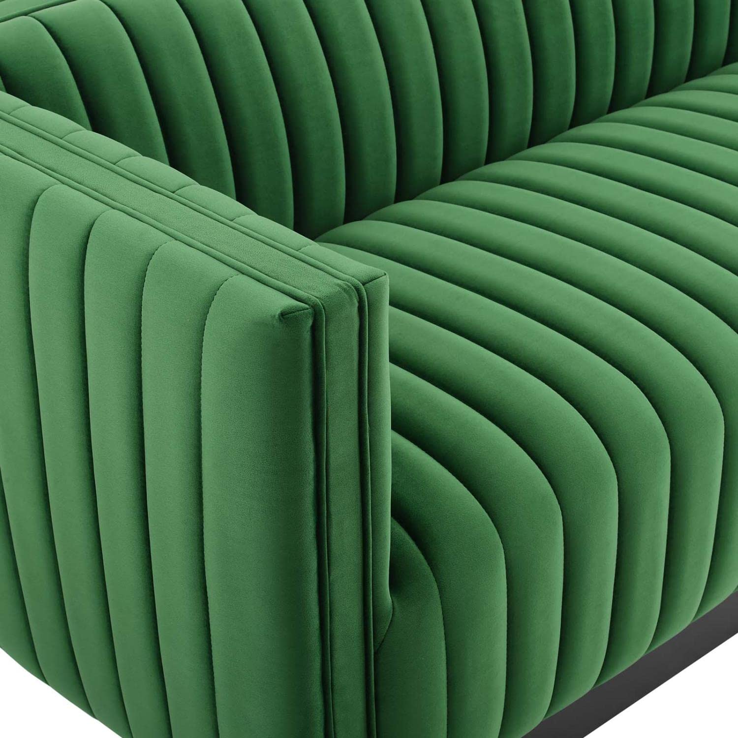 Modway Conjure Channel Tufted Upholstered Performance Velvet Sofa in Emerald