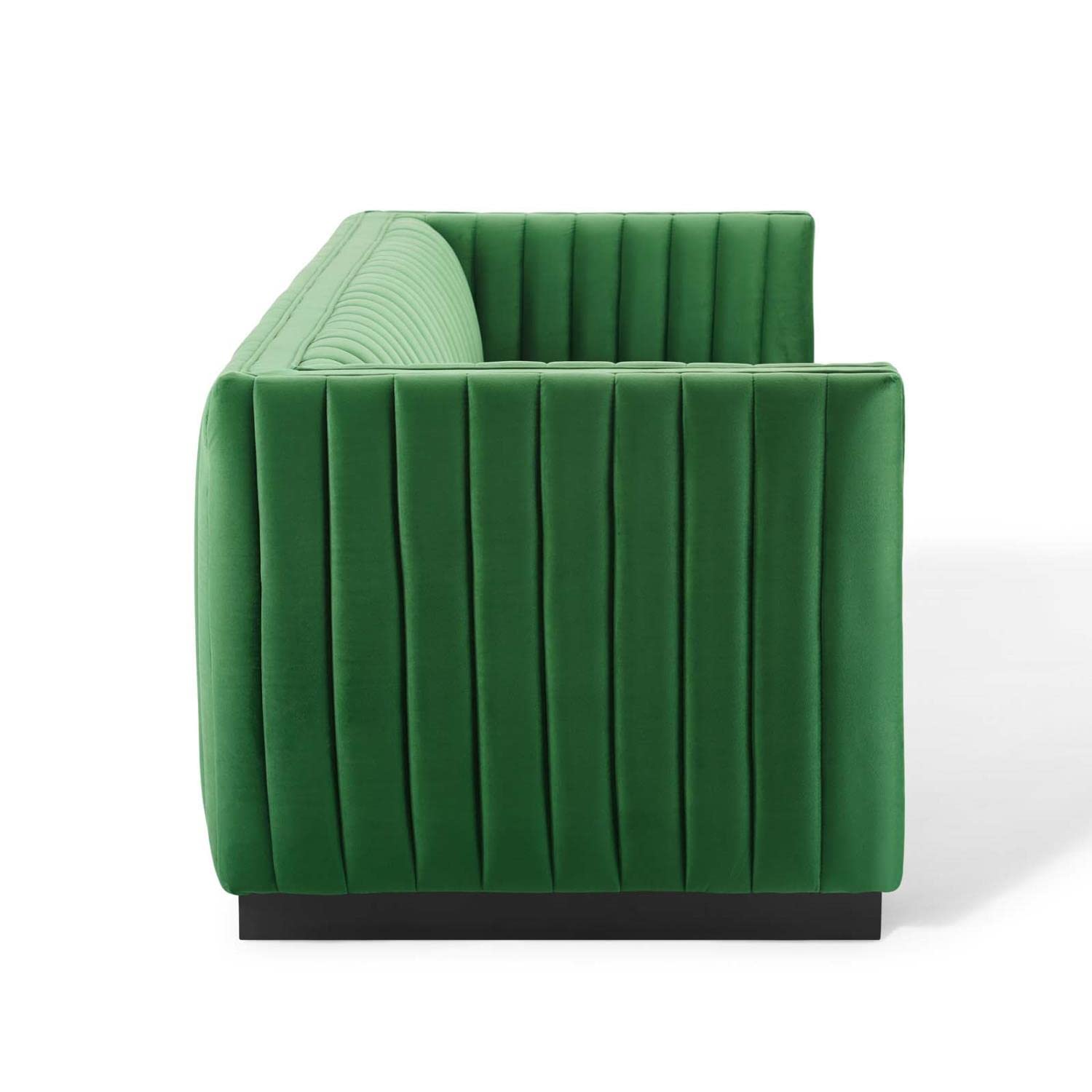 Modway Conjure Channel Tufted Upholstered Performance Velvet Sofa in Emerald