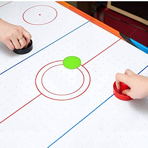 Coopay Air Hockey Pushers and Thicker Air Hockey Pucks, Goal Handles Paddles Replacement Accessories for Game Tables (4 Striker, 4 Puck Pack) (Red, Black, Blue, Green)