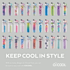 O2COOL Mist 'N Sip Misting Water Bottle 2-in-1 Mist And Sip Function With No Leak Pull Top Spout Sports Water Bottle Reusable Water Bottle - 20 oz (Celestial Purple)