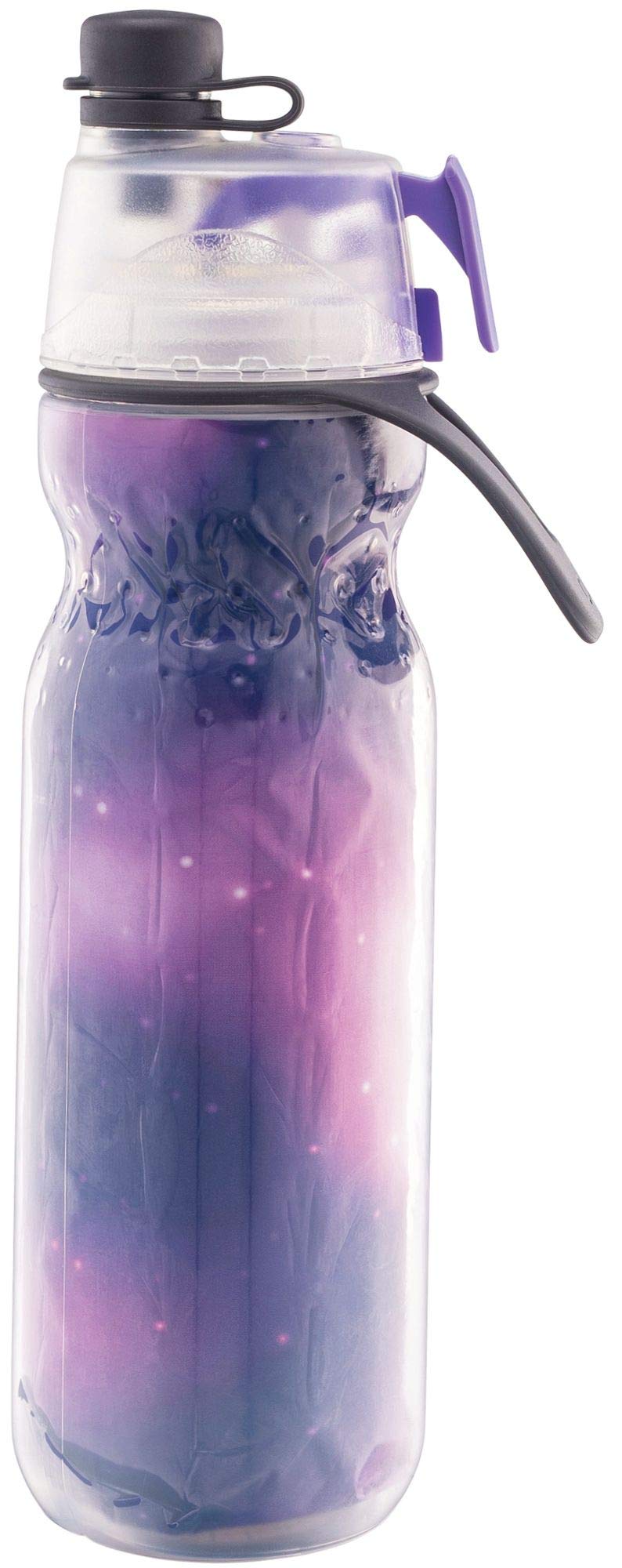 O2COOL Mist 'N Sip Misting Water Bottle 2-in-1 Mist And Sip Function With No Leak Pull Top Spout Sports Water Bottle Reusable Water Bottle - 20 oz (Celestial Purple)