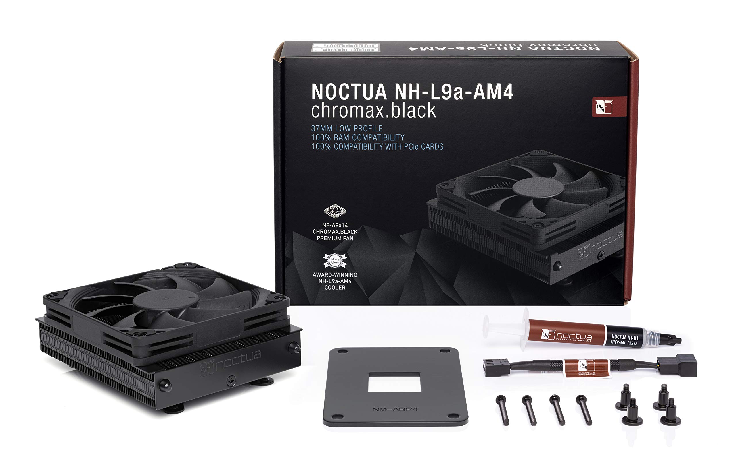 Noctua NH-L9a-AM4 chromax.Black, Low-Profile CPU Cooler for AMD AM4 (Black)