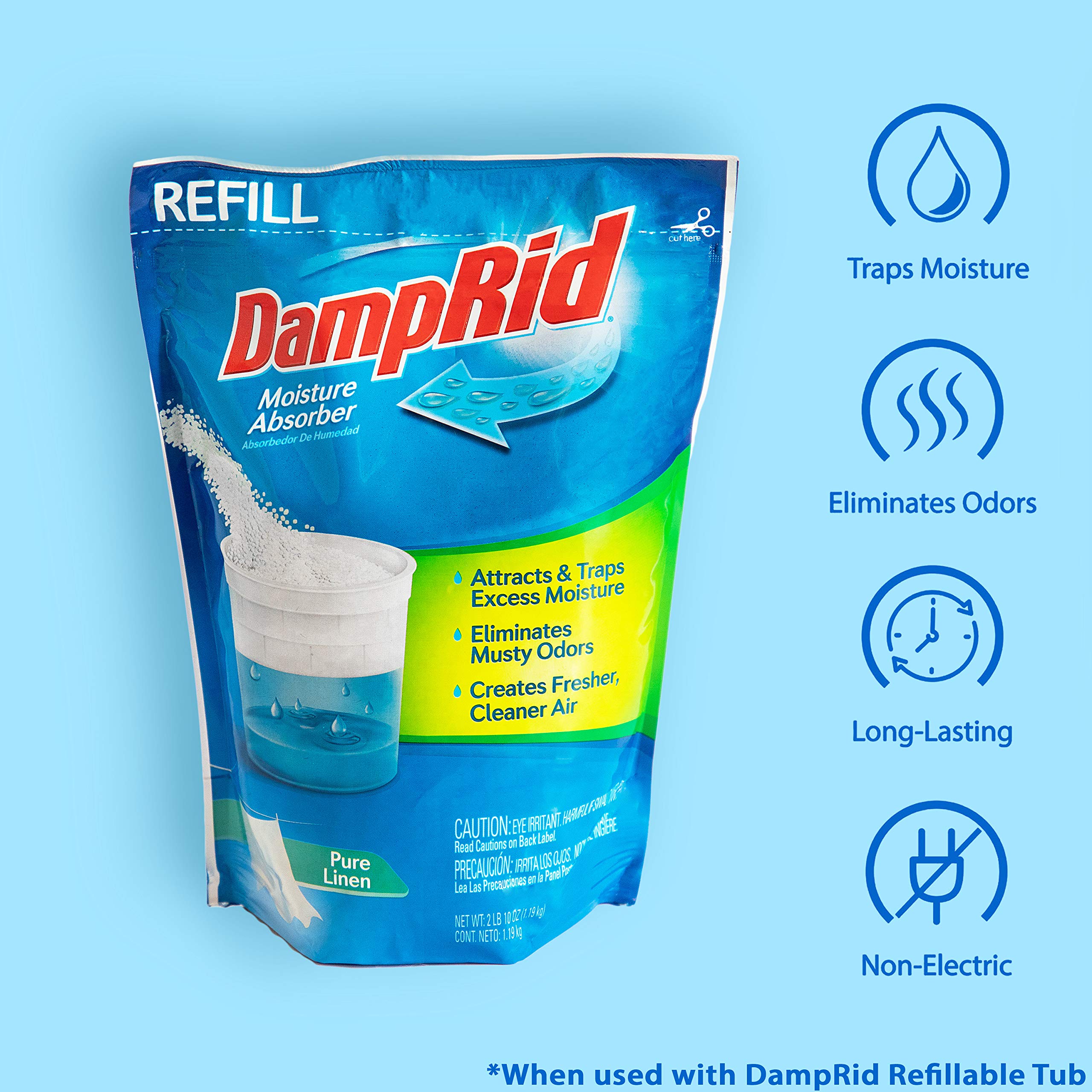 DampRid Pure Linen Moisture Absorber - 42 oz. Refill Bag – Attracts & Traps Moisture for Fresher, Cleaner Air