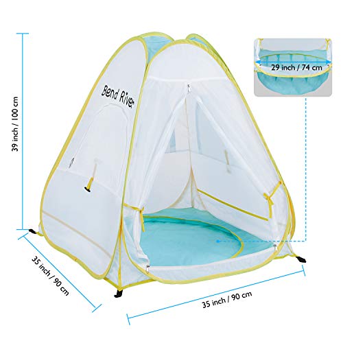 Bend River Pop Up Baby Beach Tent, UPF 50+ Sun Shelter with Pool, Portable Mosquito Net for Infant