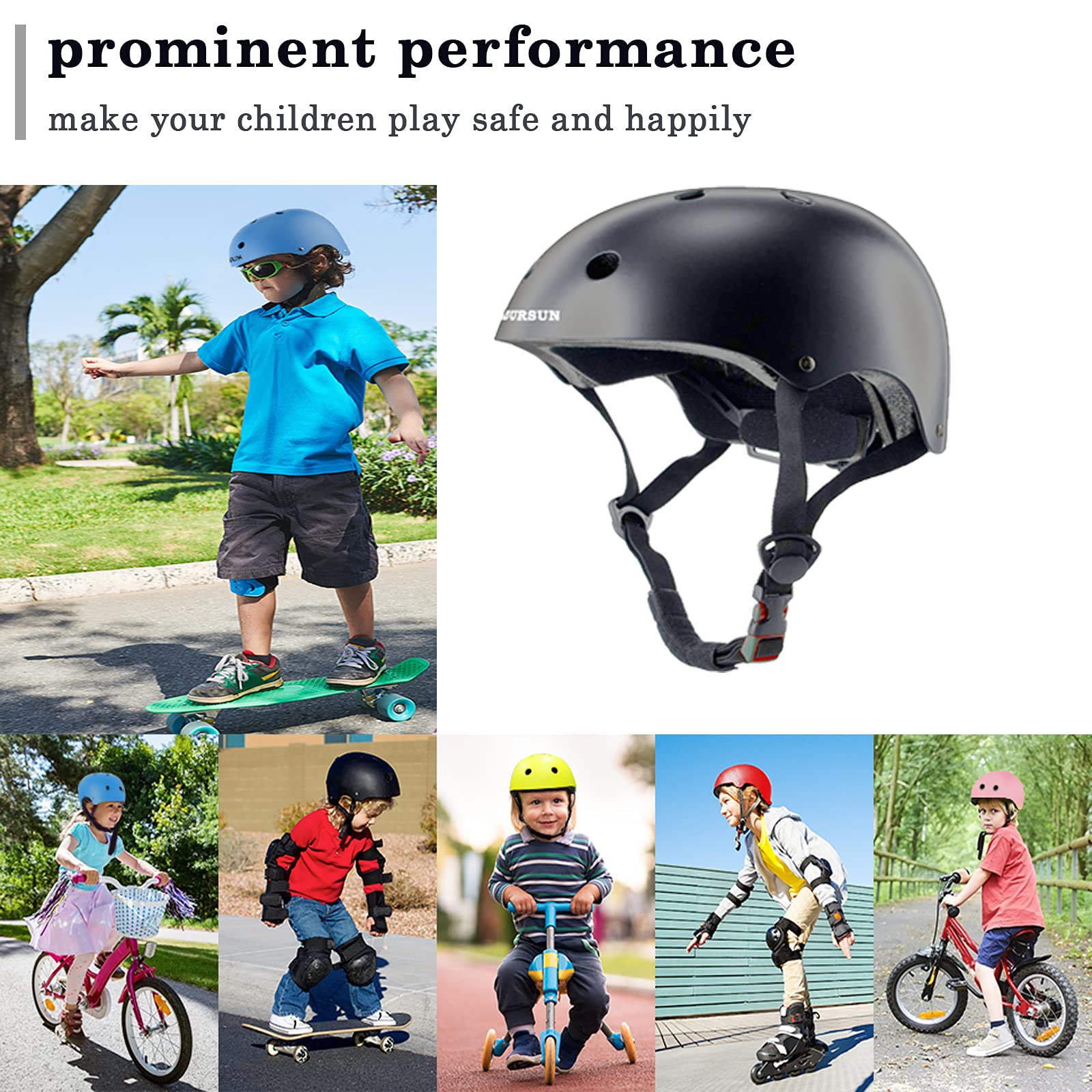 BURSUN Kids Bike Helmet Ventilation & Adjustable Toddler Helmet for Ages 2-3-5-8 Kids Boys Girls Multi-Sport Helmet for Bicycle Skate Scooter, 5 Colors