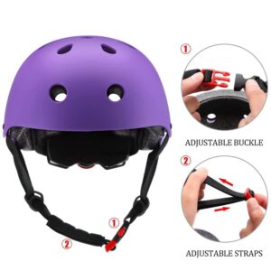 JeeFree Adjustable Kids Bike Helmet with Knee Pads Elbow Pads Wrist Guards,Skateboard Helmet for Ages 2-3-5-8-14 Kids Toddler Girls Boys,Multi-Sport Cycling Riding Scooter Skating Helmet