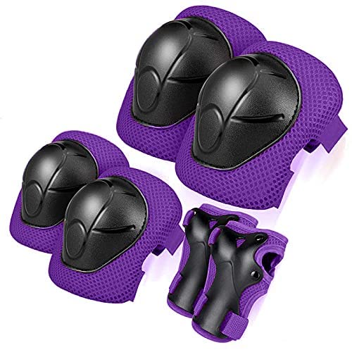 JeeFree Adjustable Kids Bike Helmet with Knee Pads Elbow Pads Wrist Guards,Skateboard Helmet for Ages 2-3-5-8-14 Kids Toddler Girls Boys,Multi-Sport Cycling Riding Scooter Skating Helmet