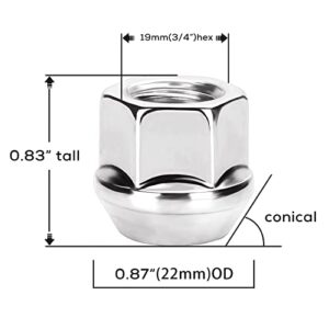 dynofit 14x1.5 aftermarket Wheel Lug Nuts, 24pcs M14-1.5 21mm Heigh Open end conical lugnuts for C1500 Tahoe,GM Sierra 1500,Chry-sler 300 and More Wheels