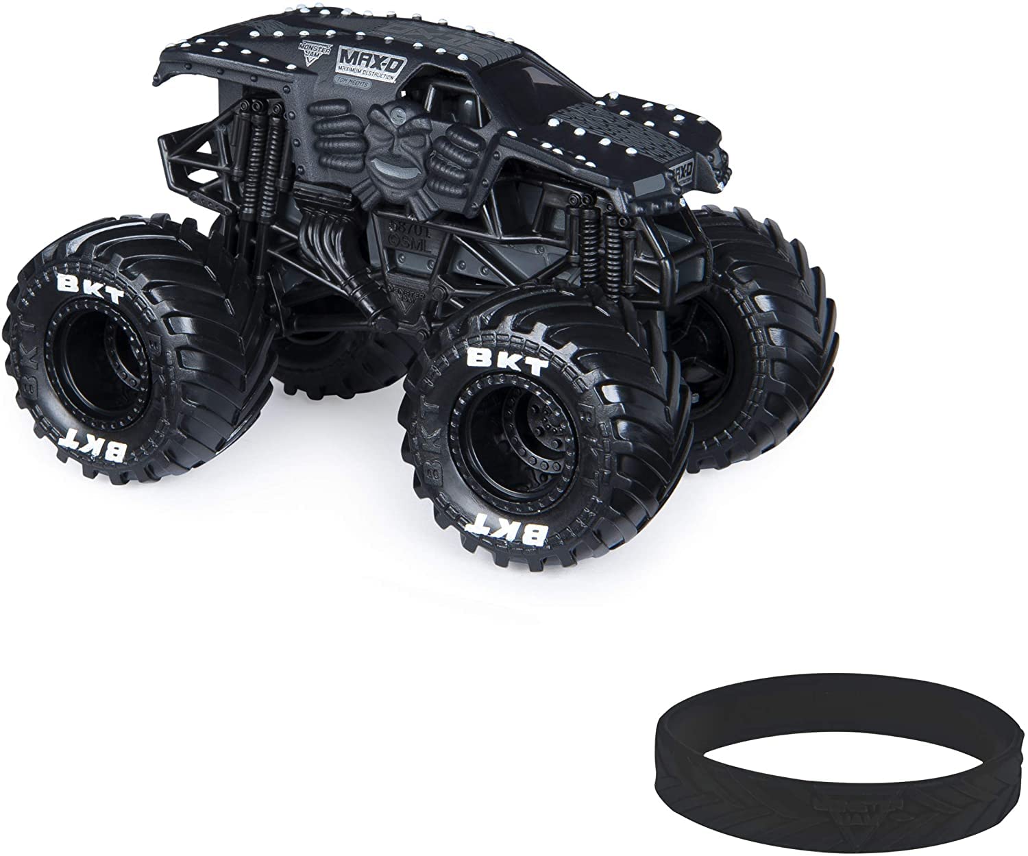 Monster Jam 2020 Spin Master 1:64 Diecast Monster Truck with Wristband: Maximum Destruction MAX D Black