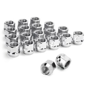 dynofit 12x1.5 open end lug nuts for honda civic corolla sienna colorado s10, 20pcs 12mmx1.5 aftermarket open nuts compatible with ford escape focus grand caravan, galvanize alloy steel wheel lug nuts