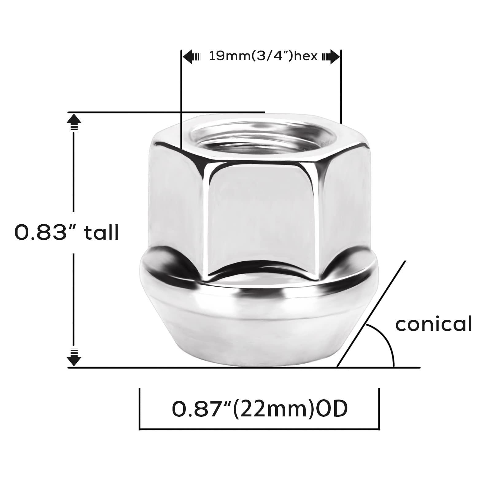 dynofit 14x2.0 aftermarket Wheel Lug Nuts, 24pcs M14-2.0 21mm Heigh Open end conical lugnuts for Excursion,2000-14 Expedition,2004-2014 F-150,09-14 Lobo,00-13 Transit,Navigator and More Wheels