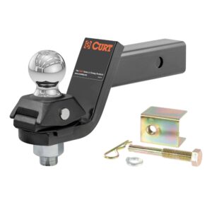 curt 45143 rockerball cushion hitch ball mount, 7,500 lbs 2-inch diameter, 2-in shank, 3" drop, anti-rattle pin