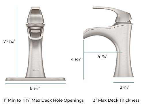 Pfister Jaida Bathroom Sink Faucet, Single Handle, Single Hole or 3-Hole, Spot Defense Brushed Nickel Finish, LF042JDGS