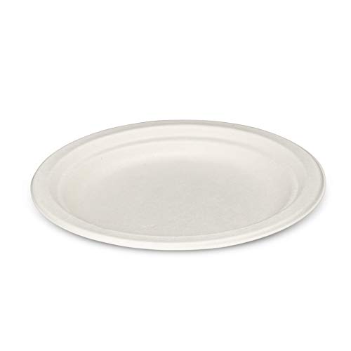 100% Compostable 7 Inch Heavy-Duty Plates [125 Pack] Eco-Friendly Disposable Sugarcane Paper Plates