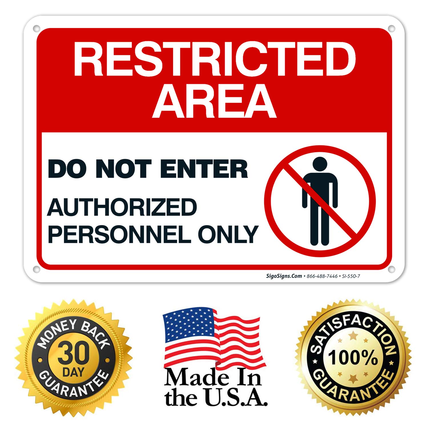 Sigo Signs Authorized Personnel Only Sign, Restricted Area Sign, Do Not Enter, (2 Pack) 10x7 Inches, Rust Free .040 Aluminum, Fade Resistant, Made in USA by Sigo Signs