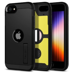 spigen tough armor case compatible with iphone se 2022 5g and iphone se 2020, black