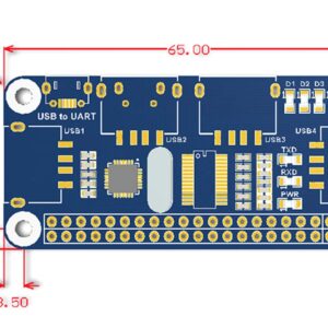 4-Port Raspberry Pi USB HUB HAT for Raspberry Pi 4B/3B+/3B/2B/B+/A+/Zero/Zero W, 4 USB Ports Compatible with USB2.0/1.1 Onboard USB to UART Onboard Multi Indicators