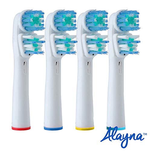 Replacement Brush Heads Compatible with OralB Braun- Best Double Clean, Pack of 4 Electric Toothbrush Replacement Heads- for Oral B Pro, 1000, 8000, 9000, Adults, Kids, Vitality, Dual Plus!