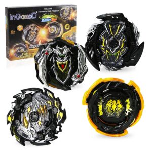 metal fusion gyro toys for kids, 4x high performance tops attack set with launcher and grip starter set and arena toys