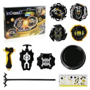 Metal Fusion Gyro Toys for Kids, 4X High Performance Tops Attack Set with Launcher and Grip Starter Set and Arena Toys