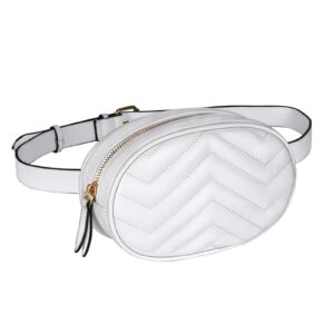 geestock white fanny packs for women fashionable, small waist bags waterproof belt bag stylish bumbag for party, travel, gift