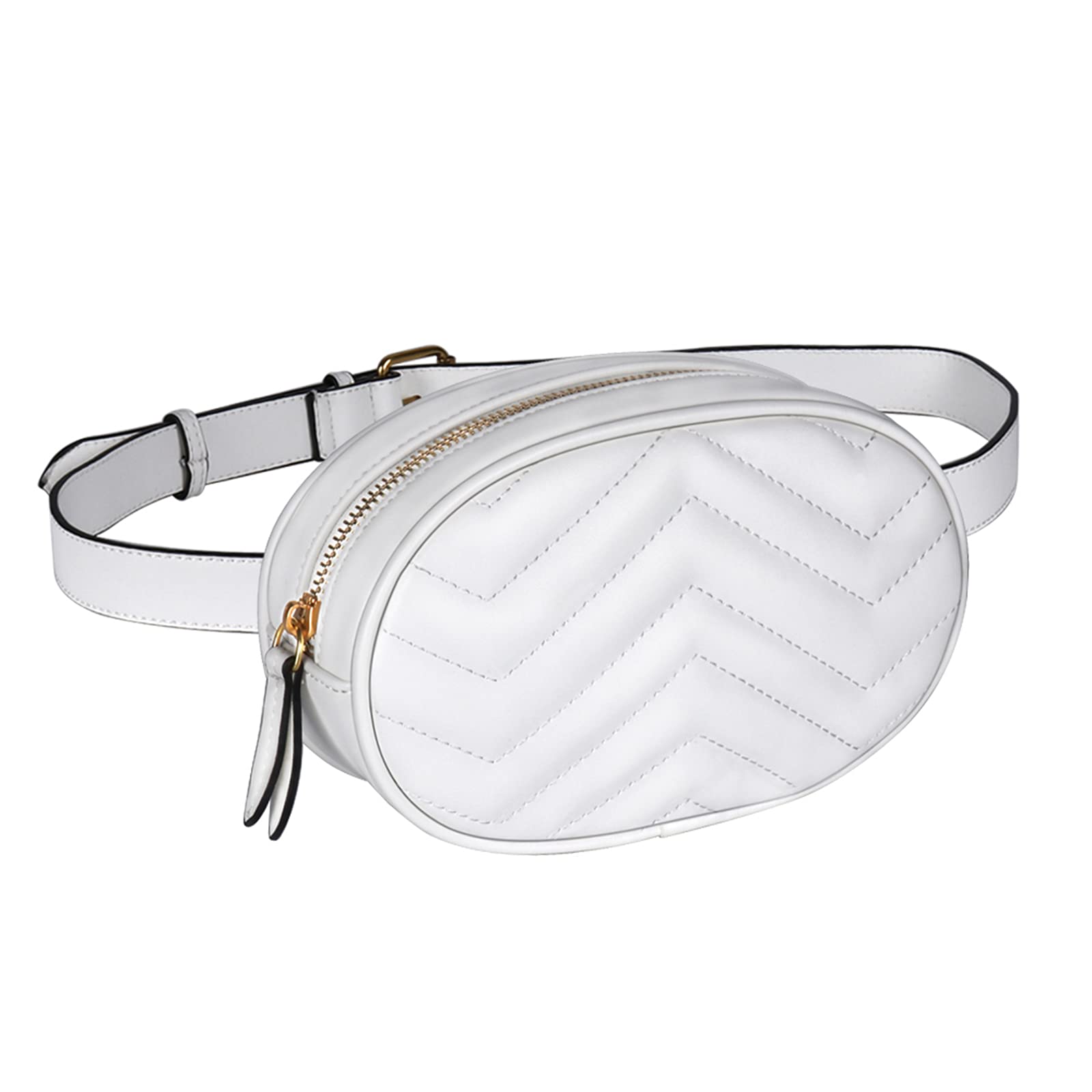 Geestock White Fanny Packs for Women Fashionable, Small Waist Bags Waterproof Belt Bag Stylish Bumbag for Party, Travel, Gift