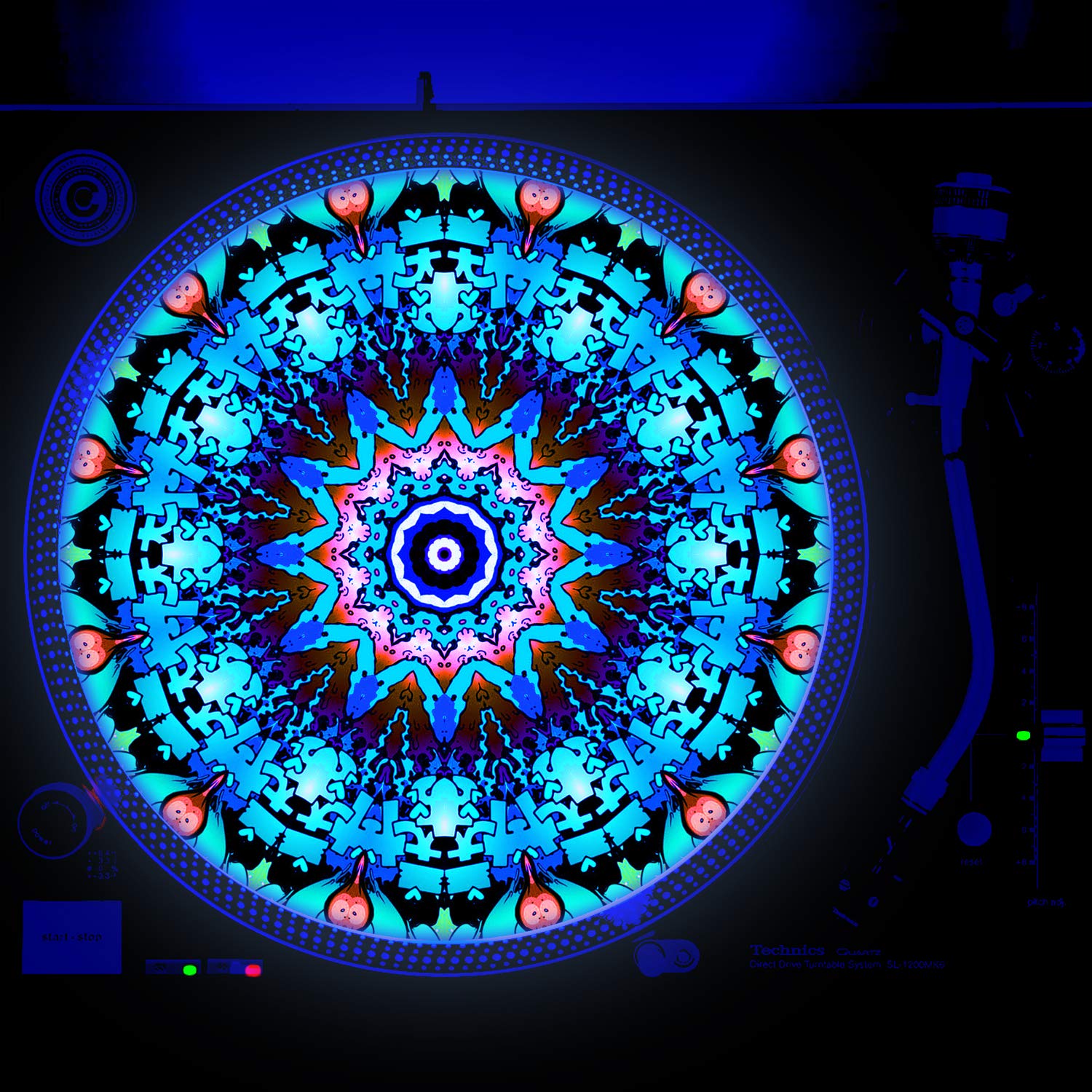 Aztec Sand Dollar - DJ Turntable Slipmat 12 inch GLOW (glows under black light)