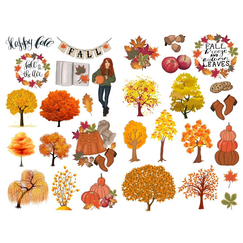 Seasonstorm Gold Autumn Trees Aesthetic Diary Travel Journal Paper Stickers Scrapbooking Stationery School Office Art Supplies