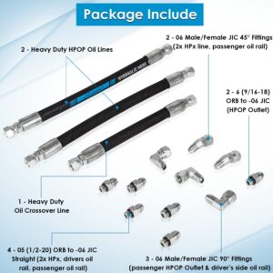 High Pressure Oil Pump HPOP Hoses Lines Kit & Crossover Line Fit for Ford 7.3L Powerstroke 1999 2000 2001 2002 2003