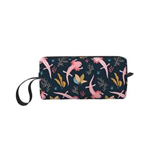 Axolotl Large Makeup Bag Adorable Travel Cosmetic Toiletry Organizer Case for Women