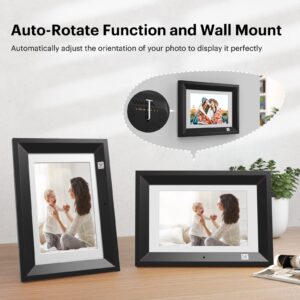 KODAK 10.1 Inch Wood Digital Picture Frame with Remote Control, IPS Screen HD Display, Auto-Rotate, Wall Mountable, Programmable Auto On/Off, Enjoy Your Precious Moment in Slideshow, Black