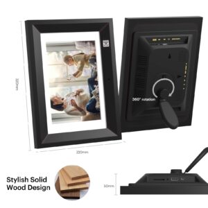 KODAK 10.1 Inch Wood Digital Picture Frame with Remote Control, IPS Screen HD Display, Auto-Rotate, Wall Mountable, Programmable Auto On/Off, Enjoy Your Precious Moment in Slideshow, Black