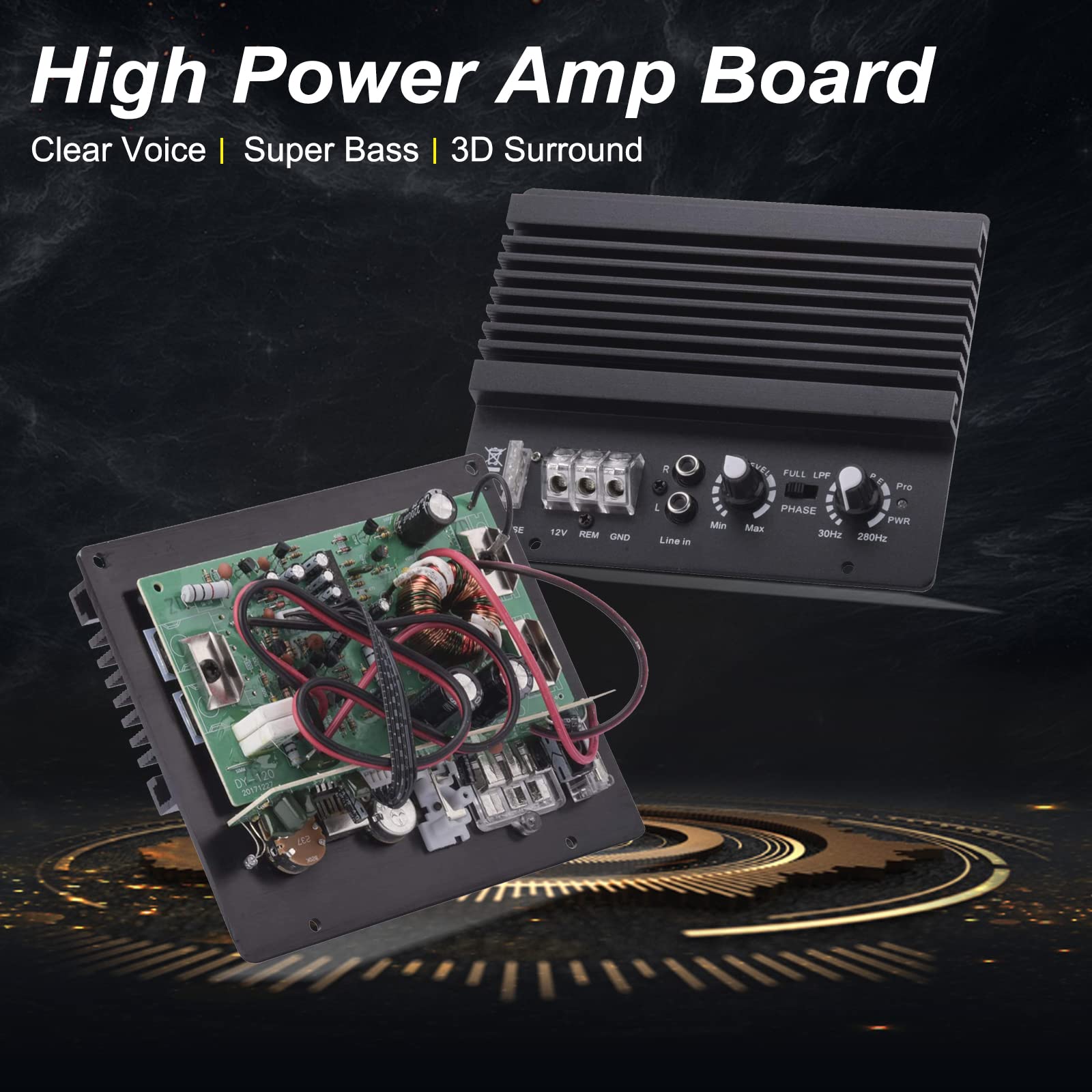 YaeCCC 1000W Car Audio High Power Amplifier Amp Board Powerful Bass Sub woofer Board 12V